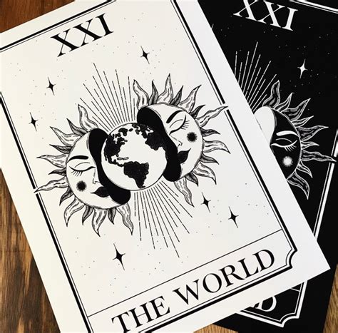The World Tarot Card Art Print Illustration Witchy Print Etsy