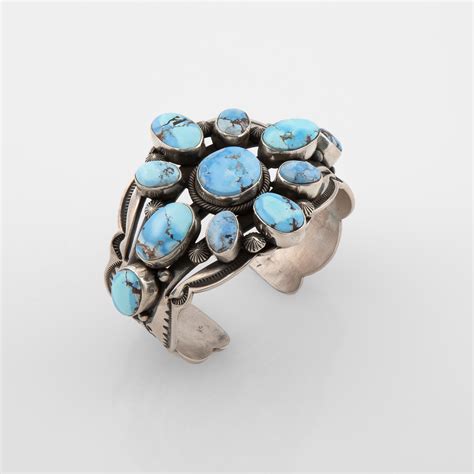 Lot Aaron Toadlena Golden Hills Turquoise Cluster Cuff