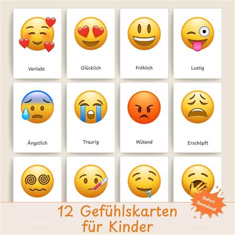 12 Gefühlskarten Für Kinder Emotionen Lernen Pdf Gefühle Erkennen