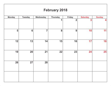 Calendar February 2018 Portrait Oppidan Library