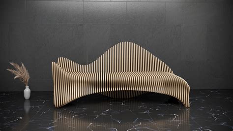 Parametric Sofa Design Wavy Wooden Modern Office And Home Furniture