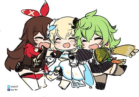 Lumine Amber And Collei Genshin Impact Drawn By Sesield Danbooru