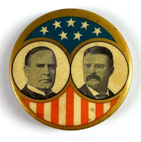 At Auction Vintage William Mckinley And Theodore Roosevelt Button Pin
