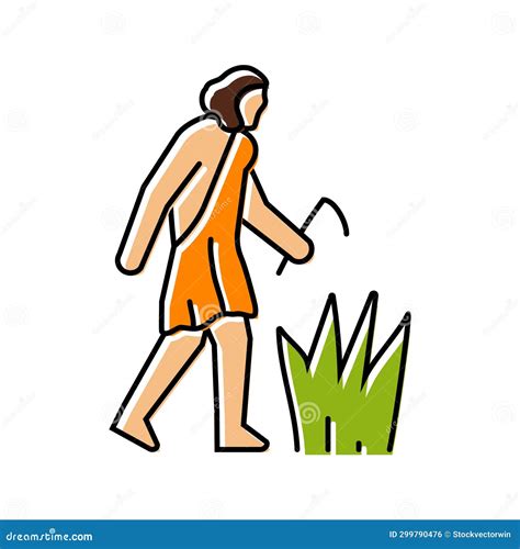 Agricultural Revolution Human Evolution Color Icon Illustration Stock