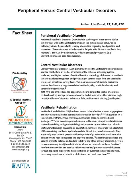 Peripheral Versus Central Vestibular Disorders Pdf Vestibular