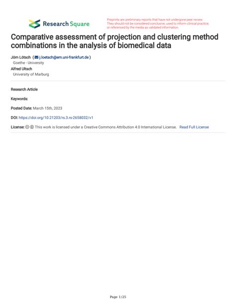 PDF Comparative Assessment Of Projection And Clustering Method Combinations In The Analysis Of