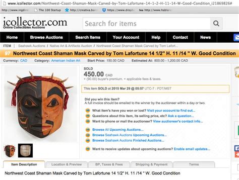 Tom Lafortune Sold Mask Northwest Coast Shaman Mask Carved By Tom