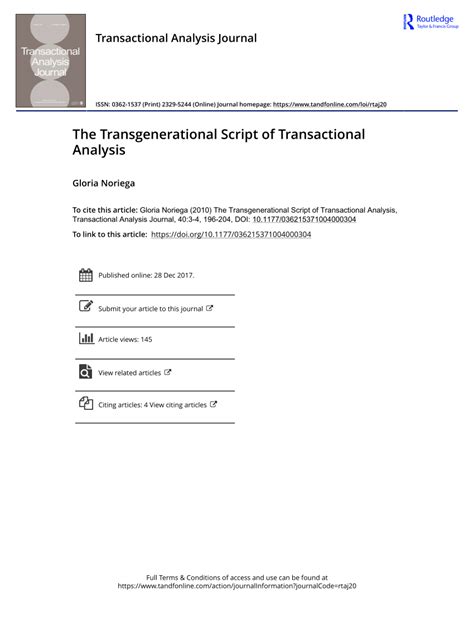 Pdf The Transgenerational Script Of Transactional Analysis