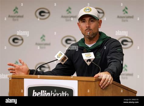 Green Bay Packers Head Coach Matt Lafleur Speaks During A News Conference After A Preseason Nfl