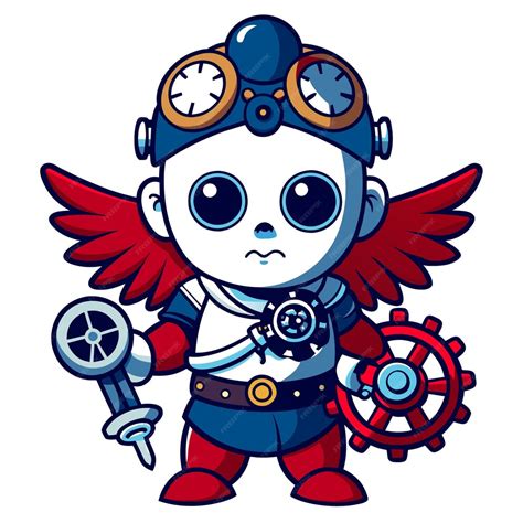 A Cartoon Character With Wings And A Compass Premium Ai Generated Vector