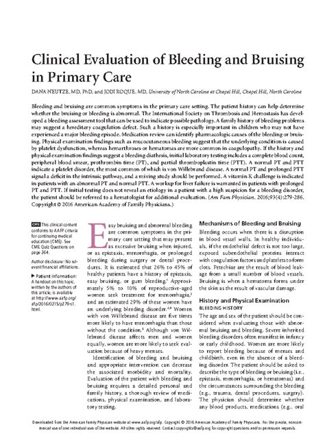 Aafp Clinical Evaluation Of Bleeding And Bruising In Primary Care February 15 2016 Volume 93