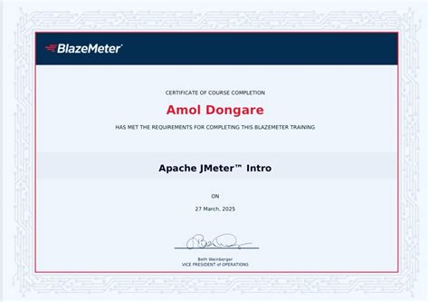 Completed Apache Jmeter Certification Amol Dongare