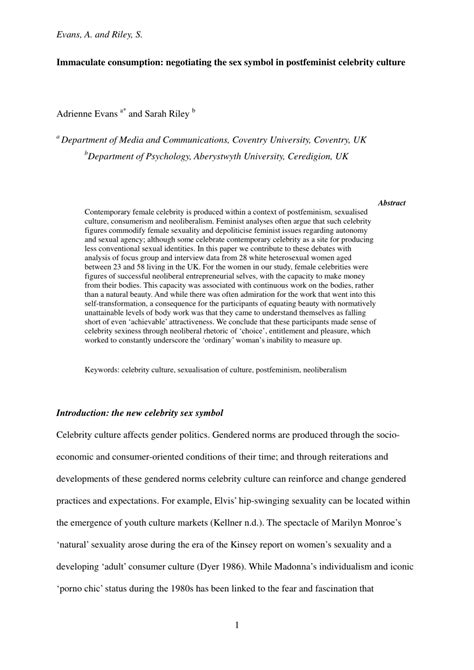 Pdf Immaculate Consumption Negotiating The Sex Symbol In