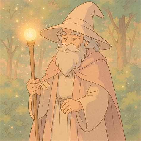 Wizard With Soft Colors And Magical Atmosphere Ghibli Style Illustration Ai Emoji Generator