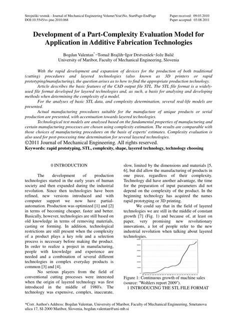 Pdf Development Of A Part Complexity Evaluation Model For Application In Additive Fabrication