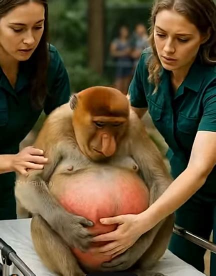 Triple Surprise Pregnant Monkey Undergoes Emergency Surgery And