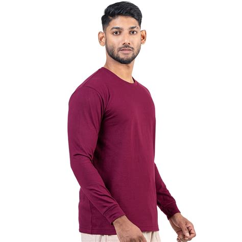 Maroon Mens Long Sleeve T Shirt Premium Menswear At Best Value Prices