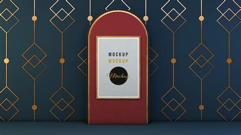 Premium Psd Poster Mockup On Art Deco Gallery 3d Rendering