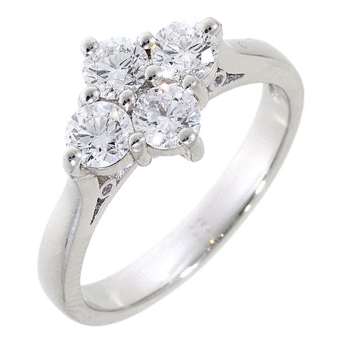 Diamond 4 Stone Cluster Ring 101cts Platinum Claw Mount Connard