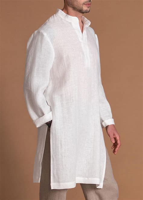 Long Sleeve Mens Linen Tunic Mens Flax Linen Tops And Tunics Shantima