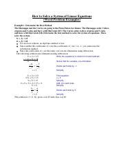 Strategies For Solving System Of Linear Equations Word Problems Course Hero