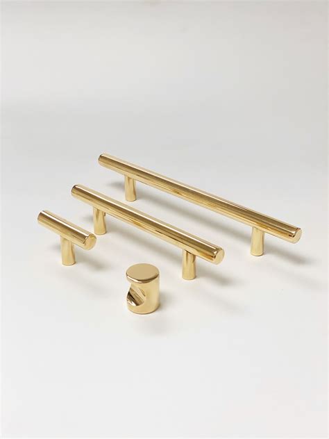 Unlacquered Brass T Bar Cabinet Pulls And Knobs In Polished Unlacquered