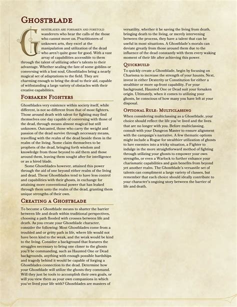 5e Class The Ghostblade V12 A Charisma Martial That Manipulates