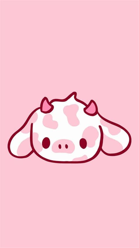 Download Cute Pink Cow Illustration Wallpaper