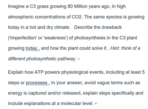 Solved Imagine A C3 Grass Growing 80 Million Years Ago In