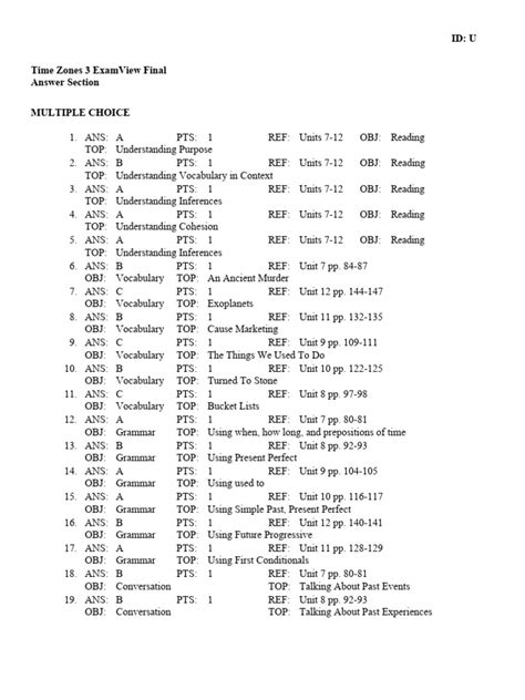 Examview Tz3 Final Answer Key Pdf Grammar Human Communication