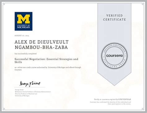 University Of Michigan Certificate Ppt