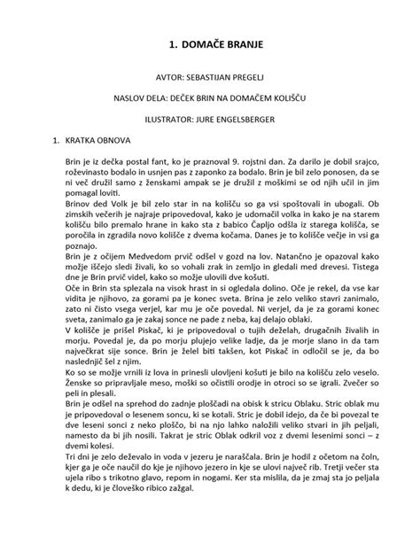 Prvo Domače Branje Deček Brin Na Domačem Kolišču Pdf