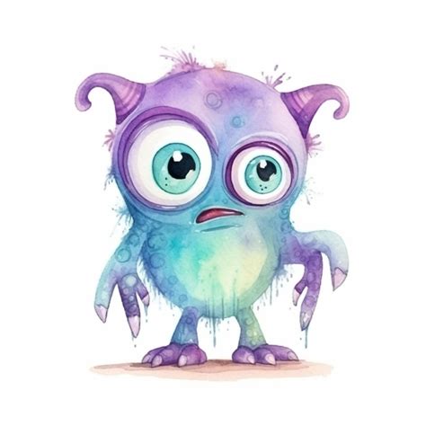 Premium Photo A Cute Monster With A Blue And Purple Body And Big Eyes