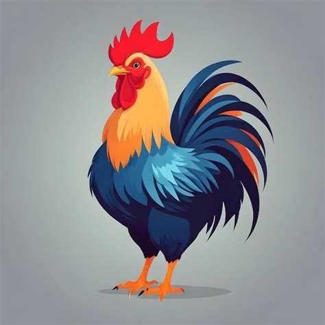 A Drawing Of A Rooster With A Red Tail Premium Ai Generated Image