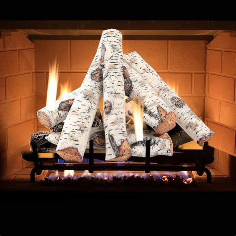 Artificial Fire Logs For Fireplace Ceramic Birch Gas Fireplace Logs 6