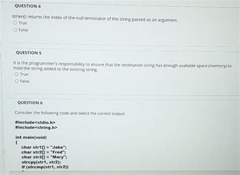 Solved Question 1 Match The String Library Function