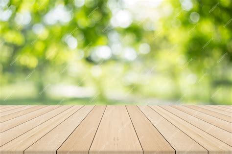 Premium Photo Empty Wooden Table With Natural Backgroundfree Space