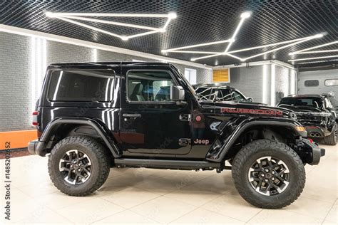 Photo Stock Jeep Wrangler Rubicon Two Door Pickup 4x4 Black Color In