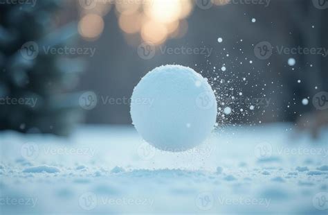 Snowball Sightly Thrown Snowball Fighting Outdoor Forest Macro