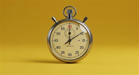 Vintage Stopwatch Timer On Yellow Background Classic Analog Countdown Clock Stock Illustration