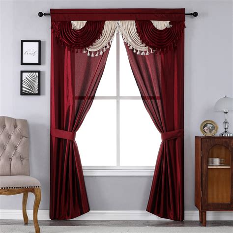Regal Home Collections 5 Piece Window Curtain Set With Valance And