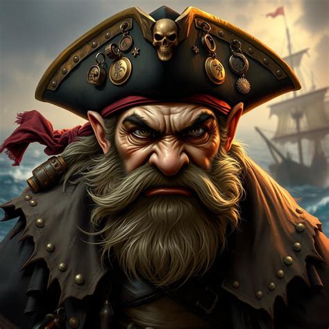 Fierce Dwarf Pirate Captain Fantasy Art