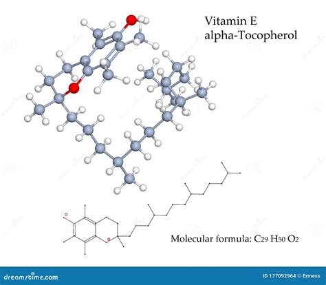 Vitamin E Alpha Tocopherol 3d Illustration Of Molecular Structure Stock Illustration