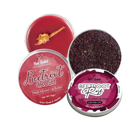 Nat Habit Beetroot Rose Fresh Lip Scrub 12g And Lip Balm 10g For Dark