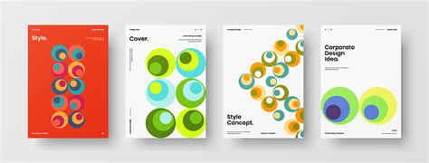 회사 Id 브로셔 템플릿 컬렉션입니다 비즈니스 프리젠 테이션 벡터 A4 수직 방향 전면 페이지 모형 세트 기업 보고서 커버 추상 기하학적 일러스트 디자인 레이아웃 번들 0