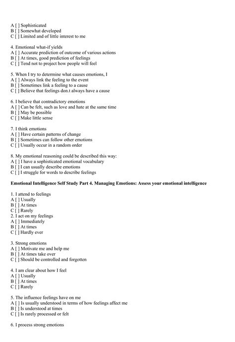 Emotional Intelligence Ei Self Assessment Test Doc