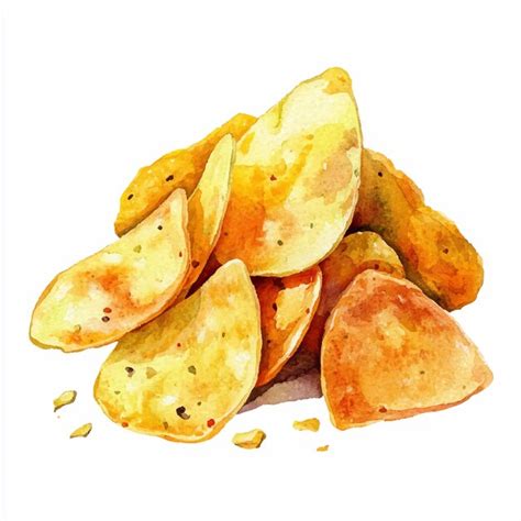Chips Watercolor Clipart Illustration 3 Premium Ai Generated Vector