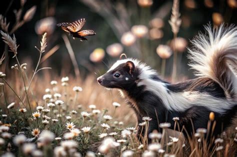 Beautiful Skunk In Its Natural Habitat Premium Ai Generated Image