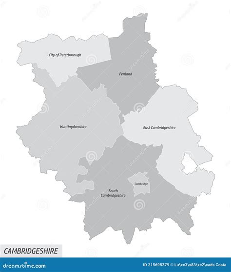 Cambridgeshire County Map Region Cartoon Vector