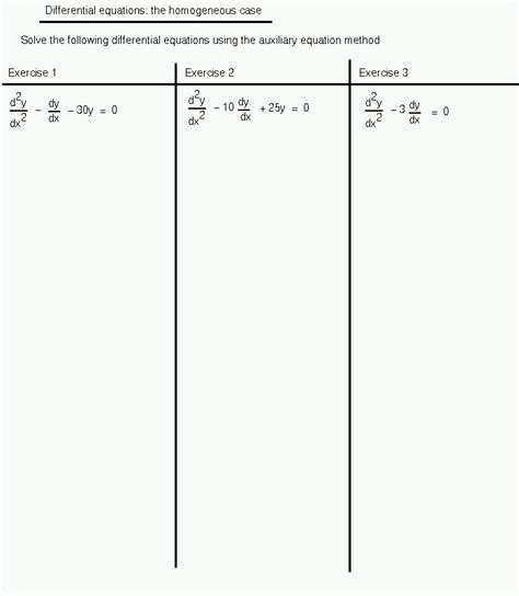 Differential Equations Math100 Revision Exercises Resources